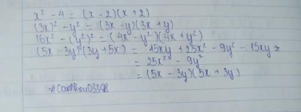 triển khai các biểu thức sau theo hằng đẳng thức x^2-4 (3x)^2-y^2 16x^2-(y^2)^2 (5x-3y)(3y+5x ...