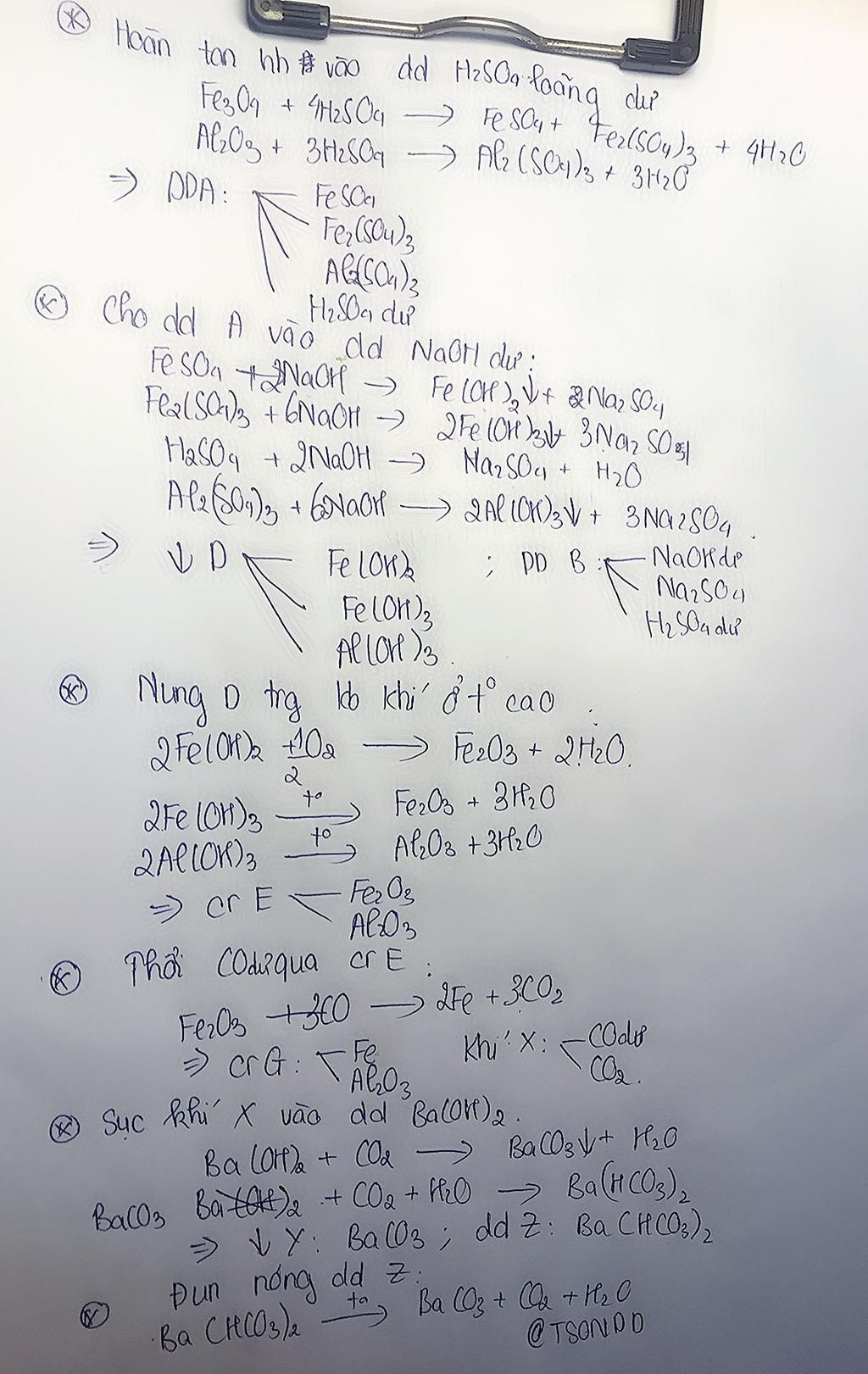 Hòa tan hoàn toàn hỗn hợp chứa Fe3O4 và Al2O3 vào dung dịch H2SO4 loãng dư được dung dịch A. Cho ...