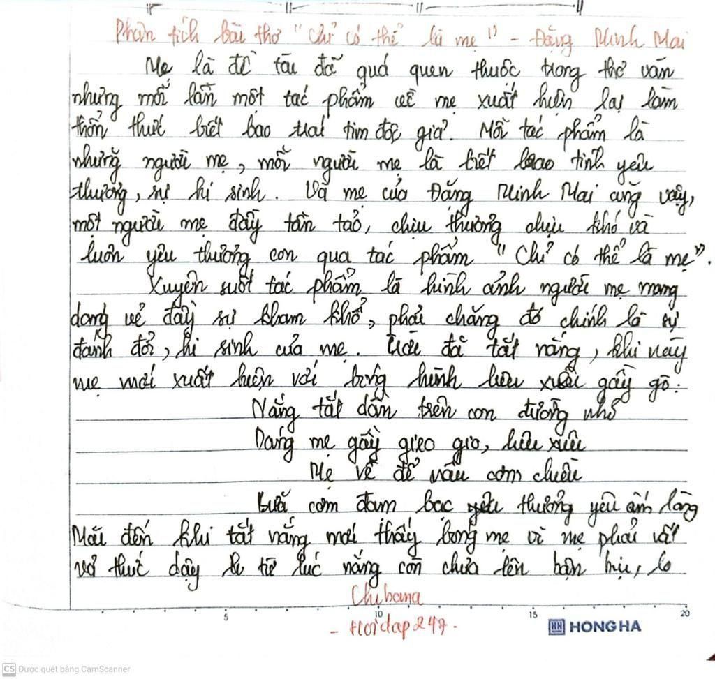 phân tích bài thơ chỉ có thể là mẹ (Đặng Minh Mai) giúp mình nhé mình cần gấp ạ câu hỏi 7298091 ...