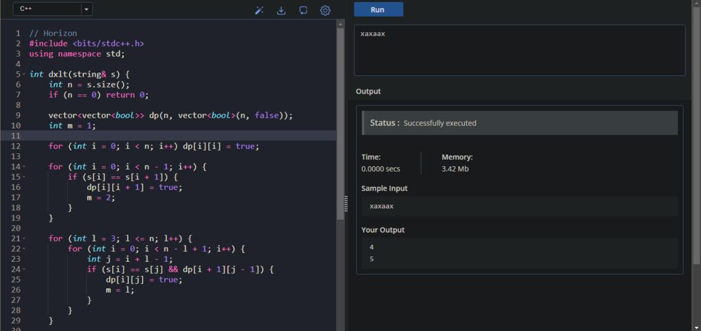 Bài 3. (3 điểm) Xâu con đối xứng dài nhất Cho xâu ký tự S, ta có thể ...