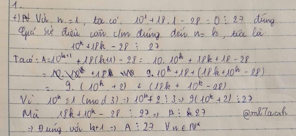 Cmr `10 N 18n 28` Vdots27 Với N Thuộc Z Câu Hỏi 7373008