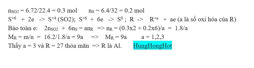 cho 16,2 gam một kim loại R tác dụng với H2SO4 đặc dư thu được sản phẩm ...