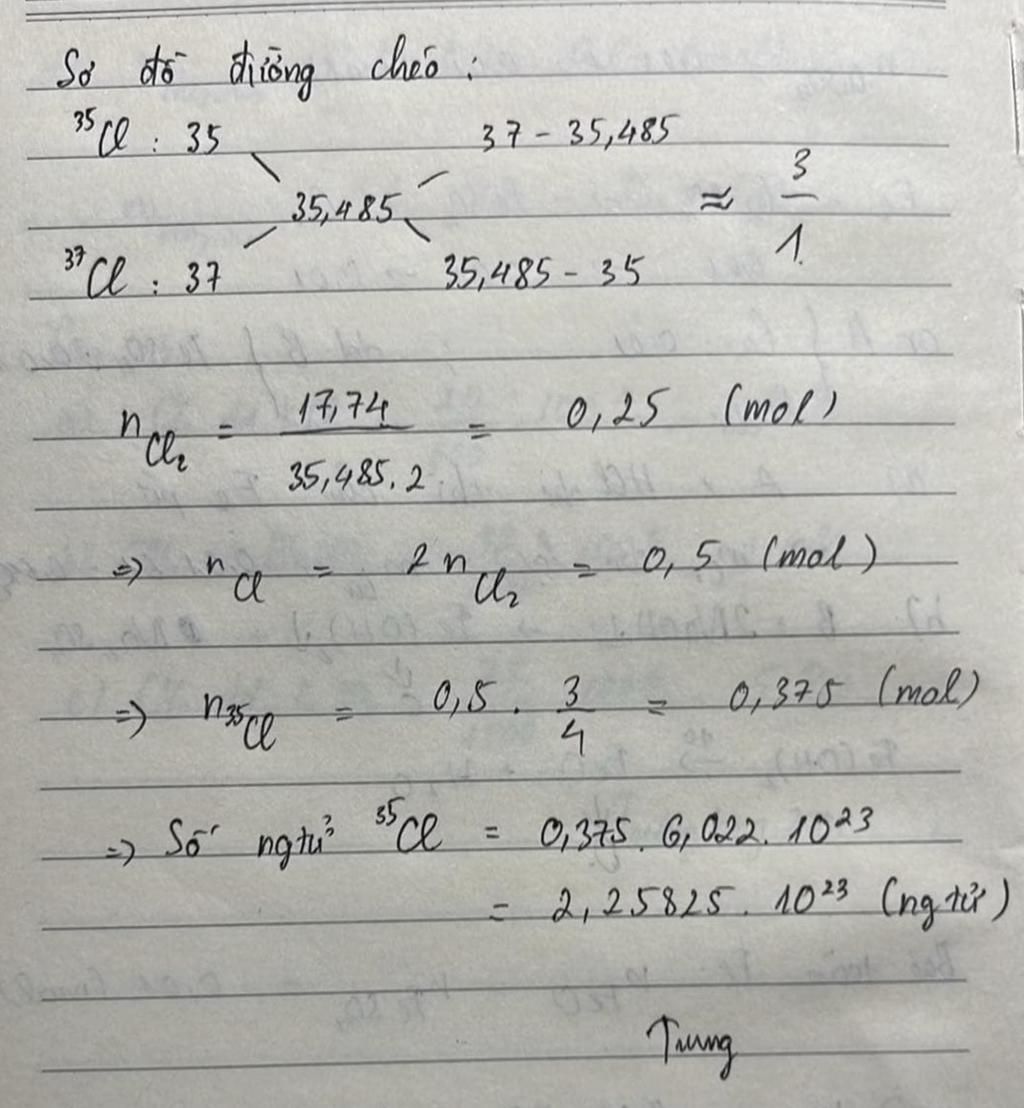Trong tự nhiên, nguyên tố Cl có 2 đồng vị là 35Cl và 37Cl Biết nguyên ...