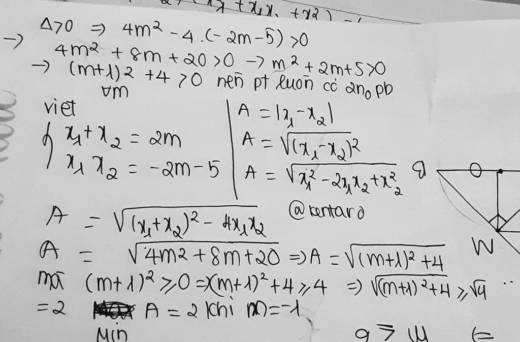 Cho Pt X 2 2mx 2m 5 0 V i M L Tham S T m Gi Tr C a M A x1 x2 Cho Pt X 2 2mx 2m 5 0 V i M L Tham S T m Gi Tr C a M A x1 x2