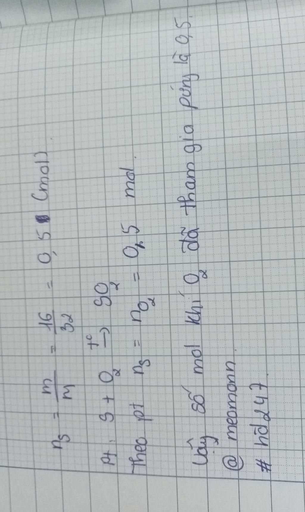 Đốt cháy hoàn toàn 16 gam lưu huỳnh bằng khí oxygen , thu đc khí SO2 ...