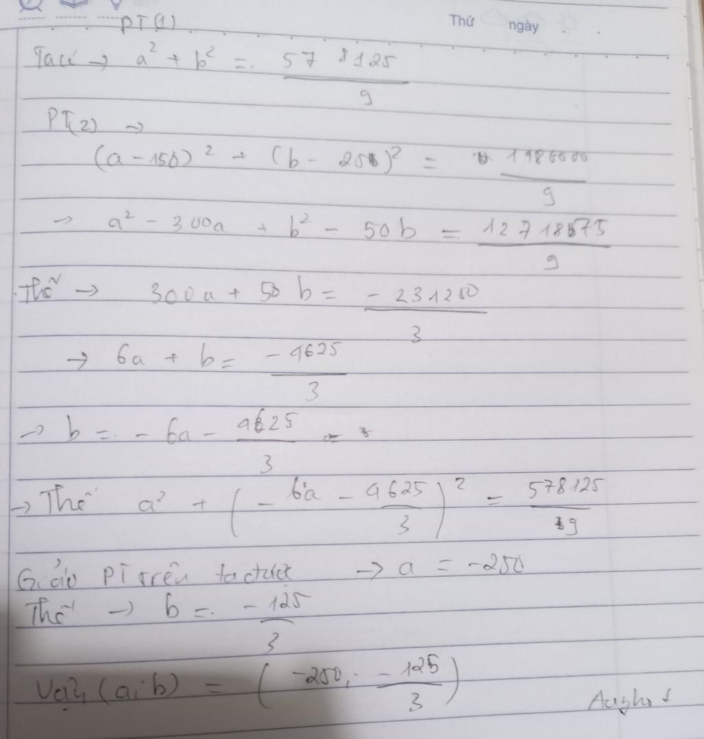 Tìm a, b: $\sqrt{a^{2}+b^{2}}$ = $\frac{25.5.\sqrt{37}}{3}$ $\sqrt{(a ...