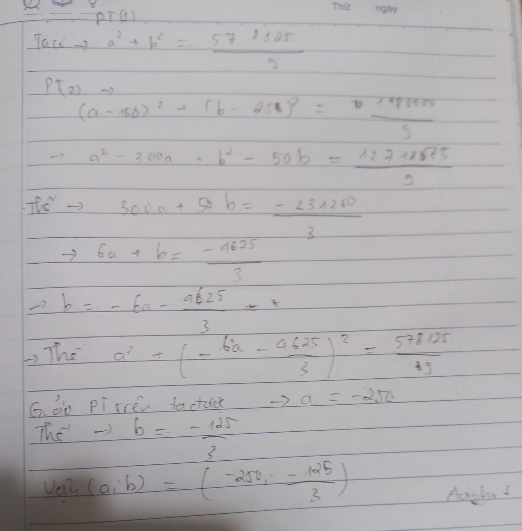 Tìm a, b: $\sqrt{a^{2}+b^{2}}$ = $\frac{25.5.\sqrt{37}}{3}$ $\sqrt{(a ...