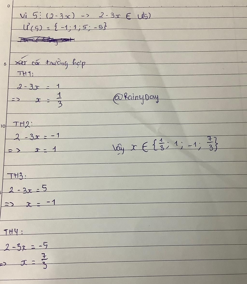 Tìm x : `5 \vdots ( 2 - 3x )` câu hỏi 7633661 - hoidap247.com
