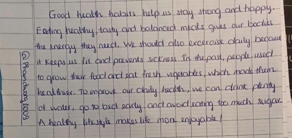 Write a paragraph about good health habits. (At least 80 words ...