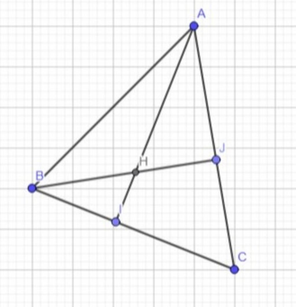 Trog tgiác ABC, các đường cao AI và BJ cắt nhau tại điểm H thì điểm H A ...