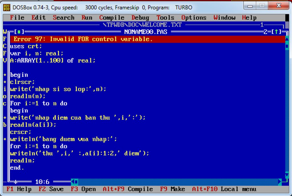 2 DOSBOX 0.74-3, Cpu speed: 3000 cycles, Frameskip 0, Program: TURBO ...