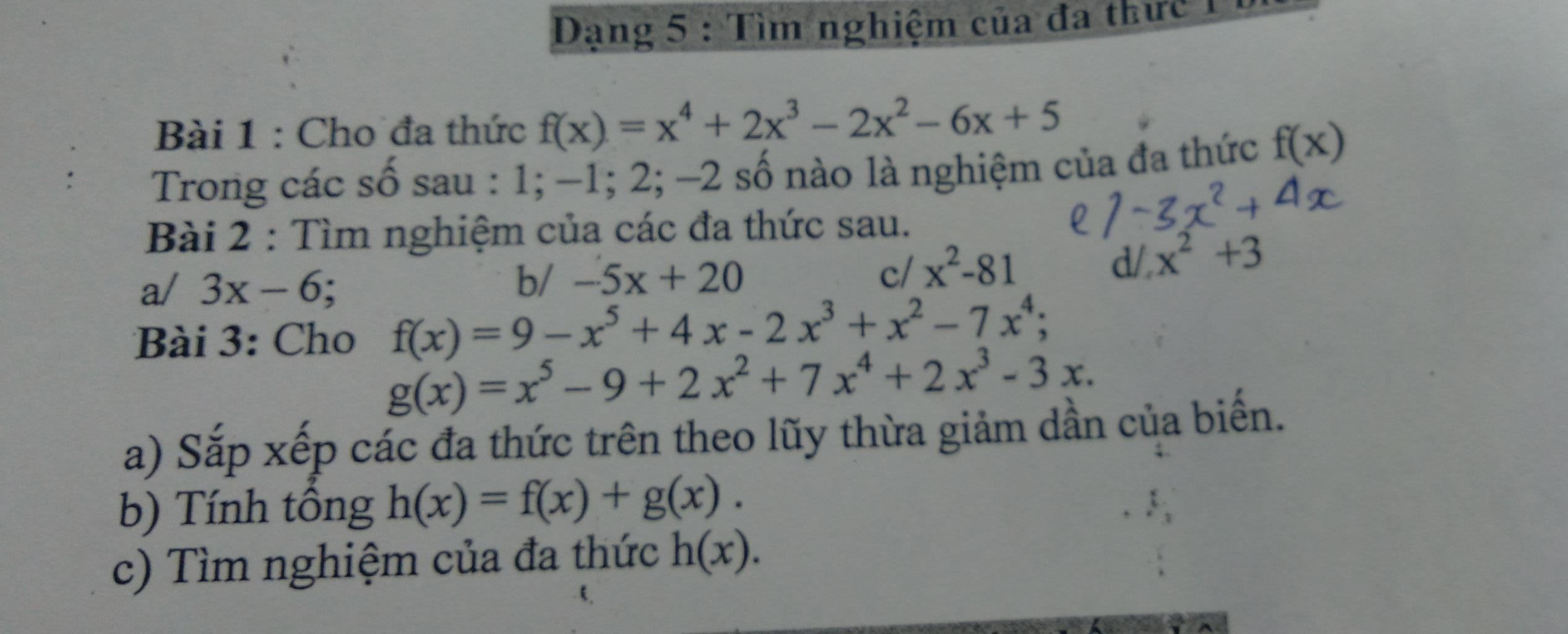 D ng 5 Tim Nghi m C a a Th c B i 1 Cho a Th c F x x 2x 2x 