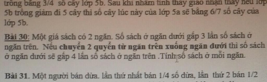 trông bằng 3/4 số cây lớp 5b. Sau khi nhâm tinh thấy giáo nhạn thay neu ...