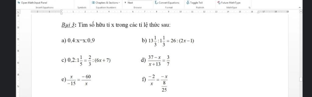 Open Math Input Panel E Chapters & Sections E. Convert Equations Toggle ...