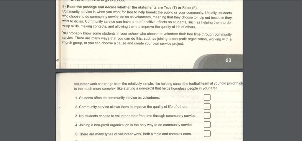 Il - Read the passage and decide whether the statements are True (T) or ...