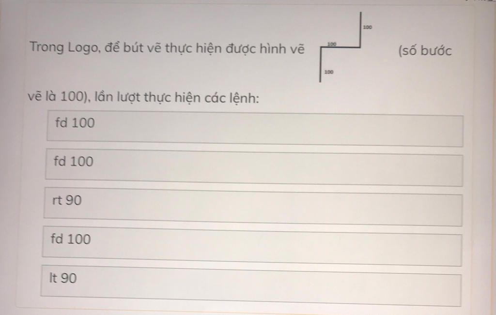 100 Trong Logo, để bút vẽ thực hiện được hình vẽ 100 (số bước 100 vẽ là ...