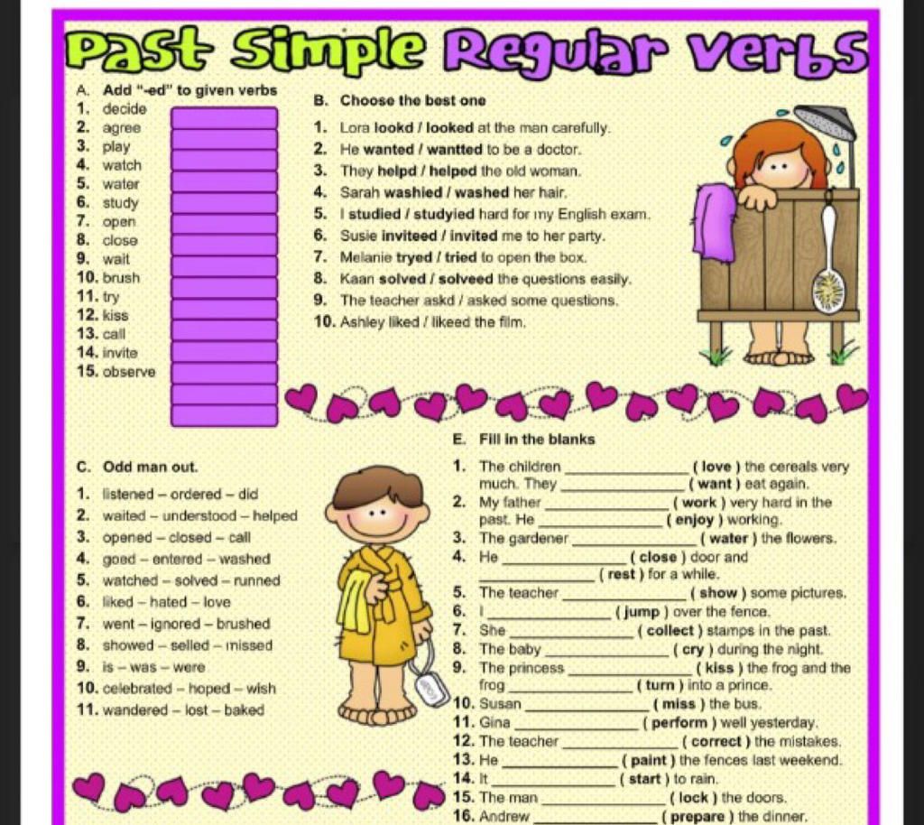 Past Simple Regular verbS A. Add "-ed" to given verbs 1. decide 2 ...