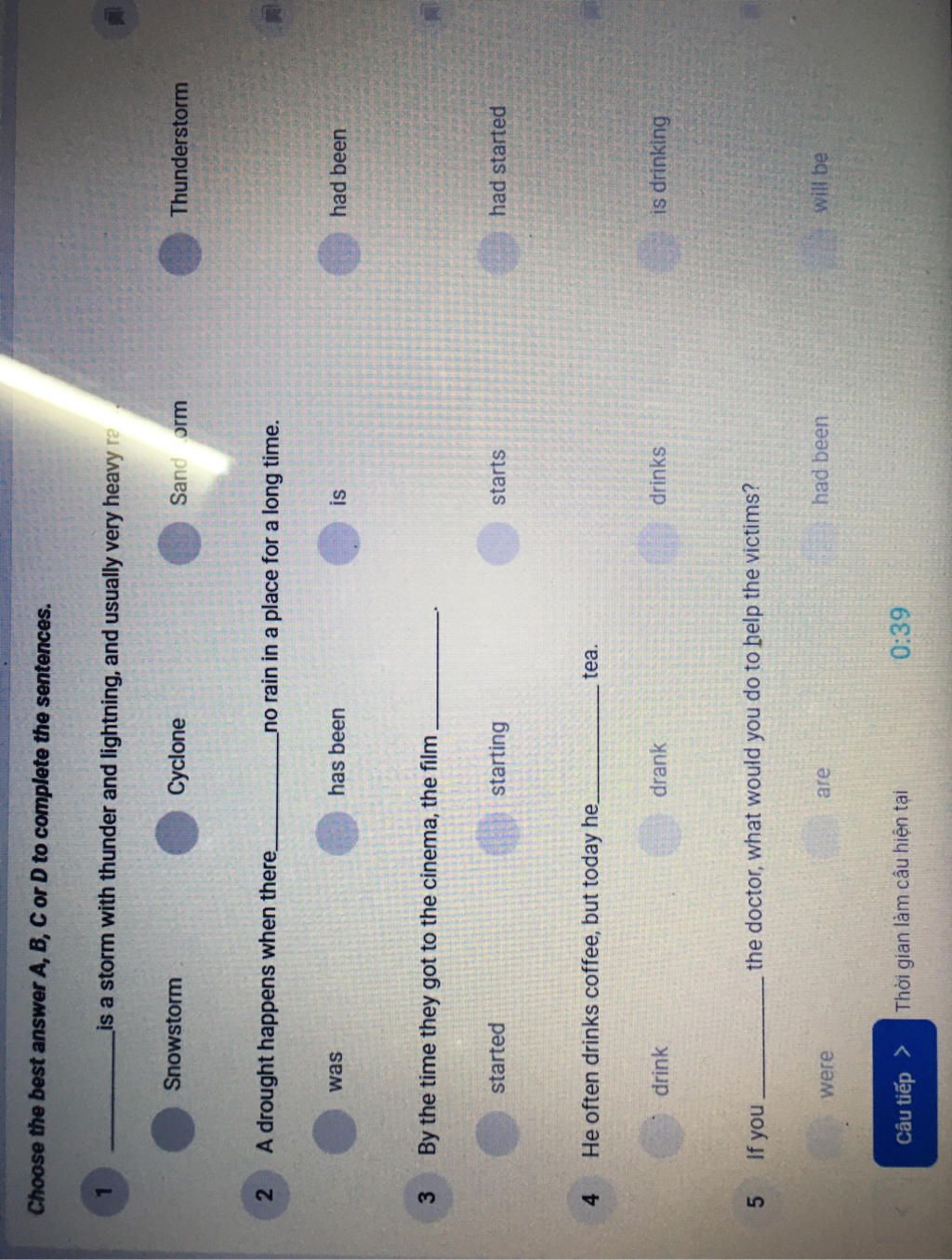 Choose the best answer A, B, C or D to complete the sentences. Lis a ...