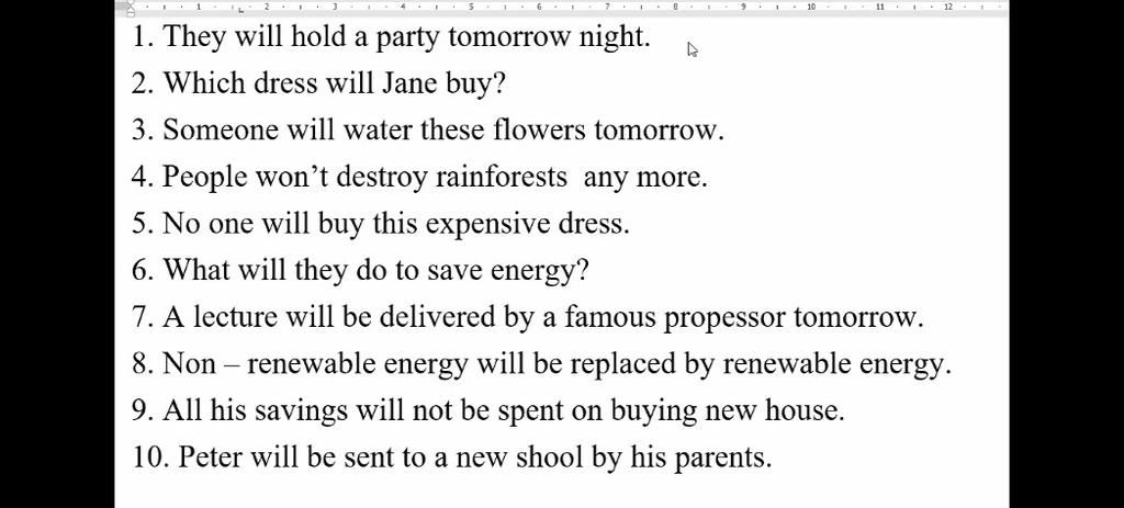 . 10 - E 1 I 12 1. They will hold a party tomorrow night. 2. Which ...