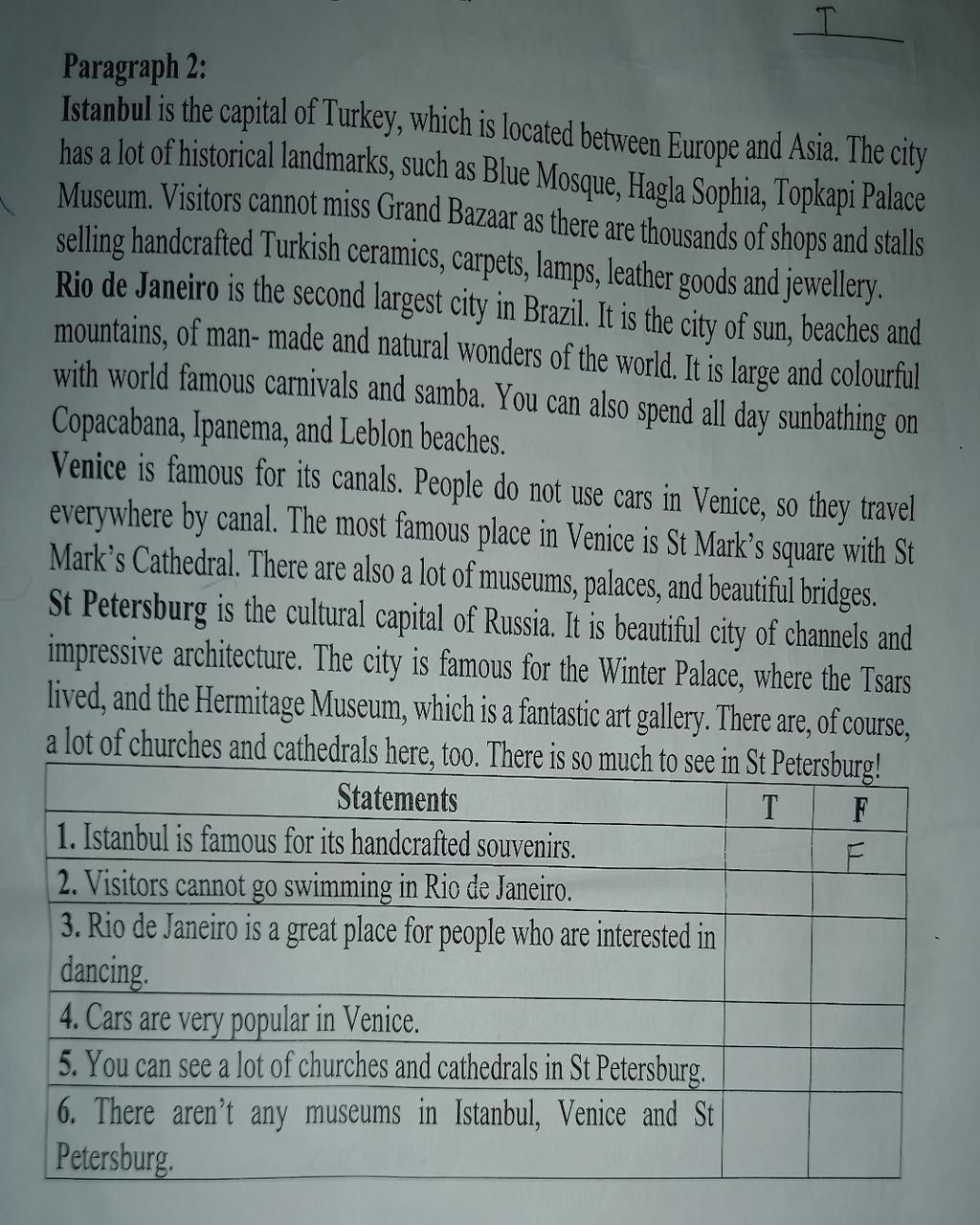 Paragraph 2: Istanbul is the capital of Turkey, which is located ...