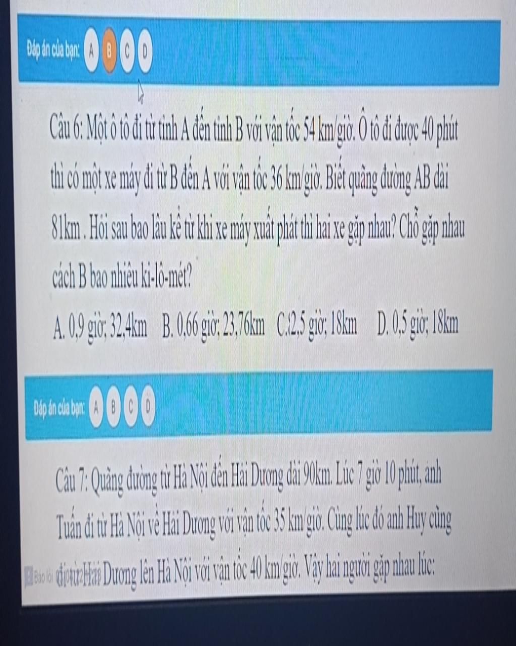 00 thi có một xe mày A với vàn tc36 km gc. Biê quàng đương AB dài 8ikm ...