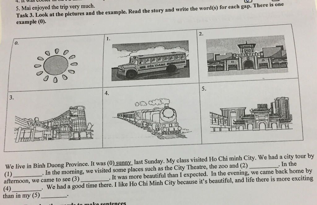 5. Mai enjoyed the trip very much. Task 3. Look at the pictures and the ...