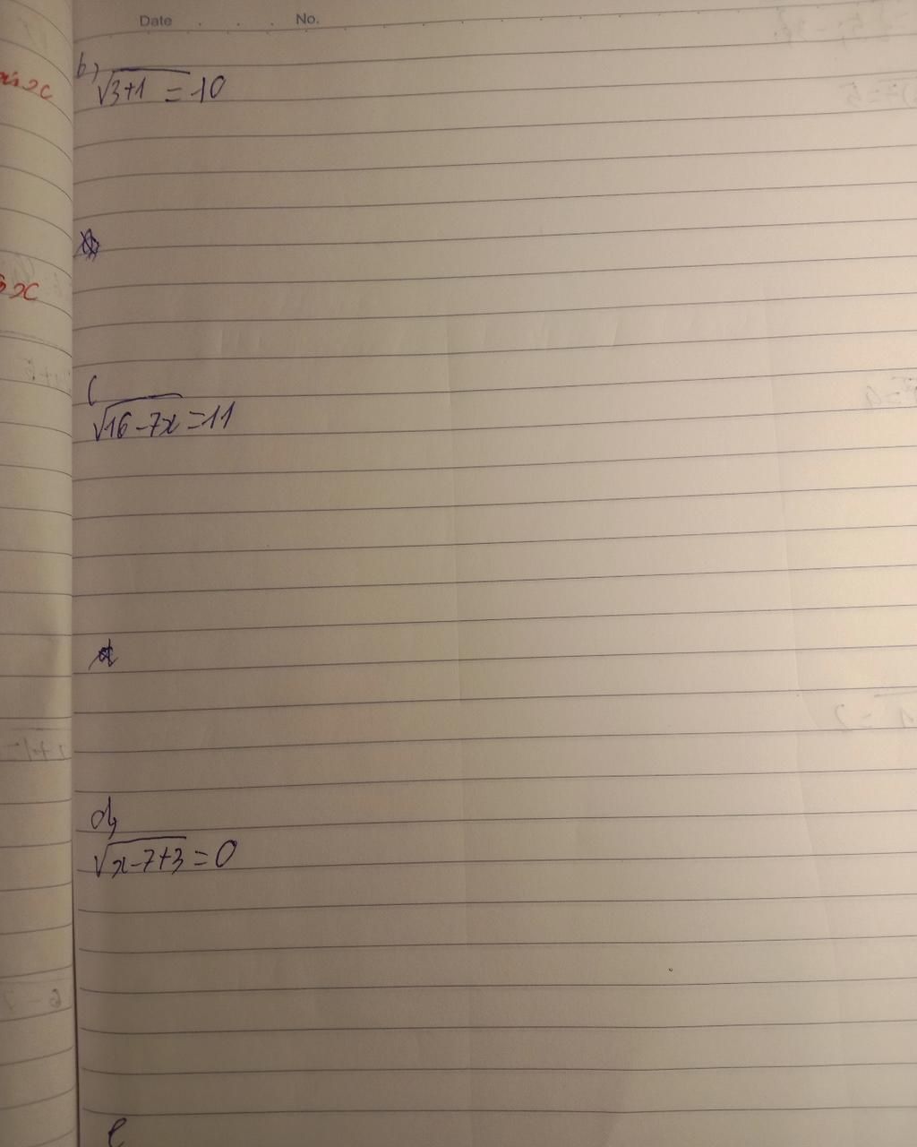 20 Date by 1/√3+1 = 10 $ C √16-7x=11 dy √2-7+3=0 No.