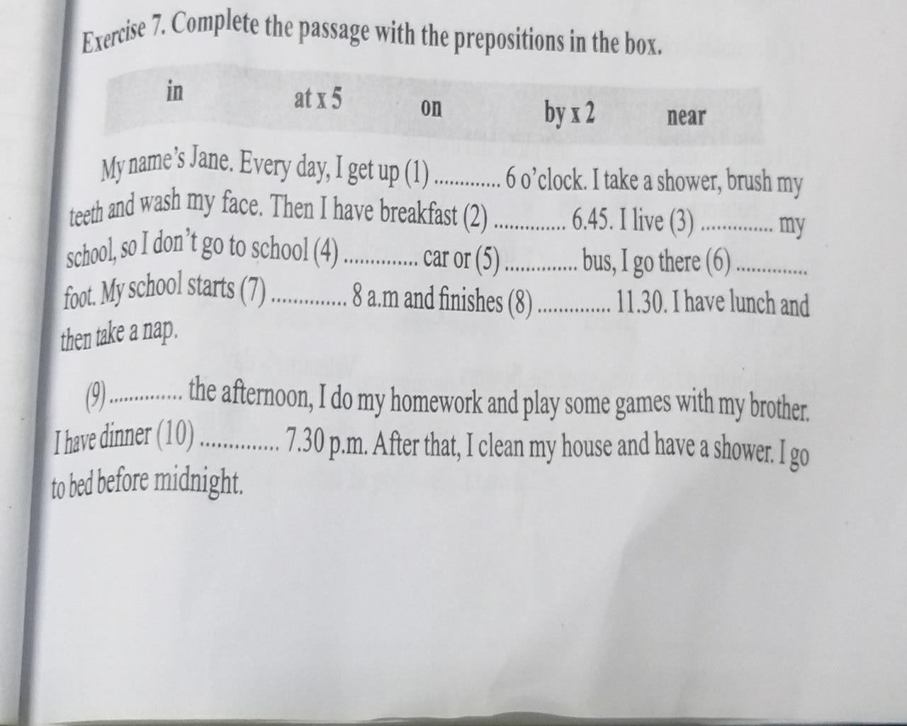 Exercise 7. Complete the passage with the prepositions in the box. in ...