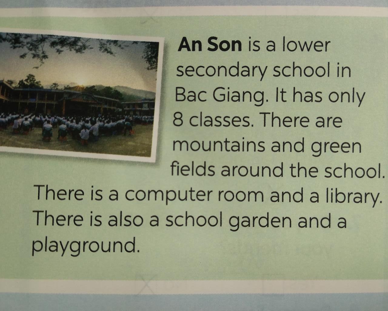 An Son is a lower secondary school in Bac Giang. It has only 8 classes ...