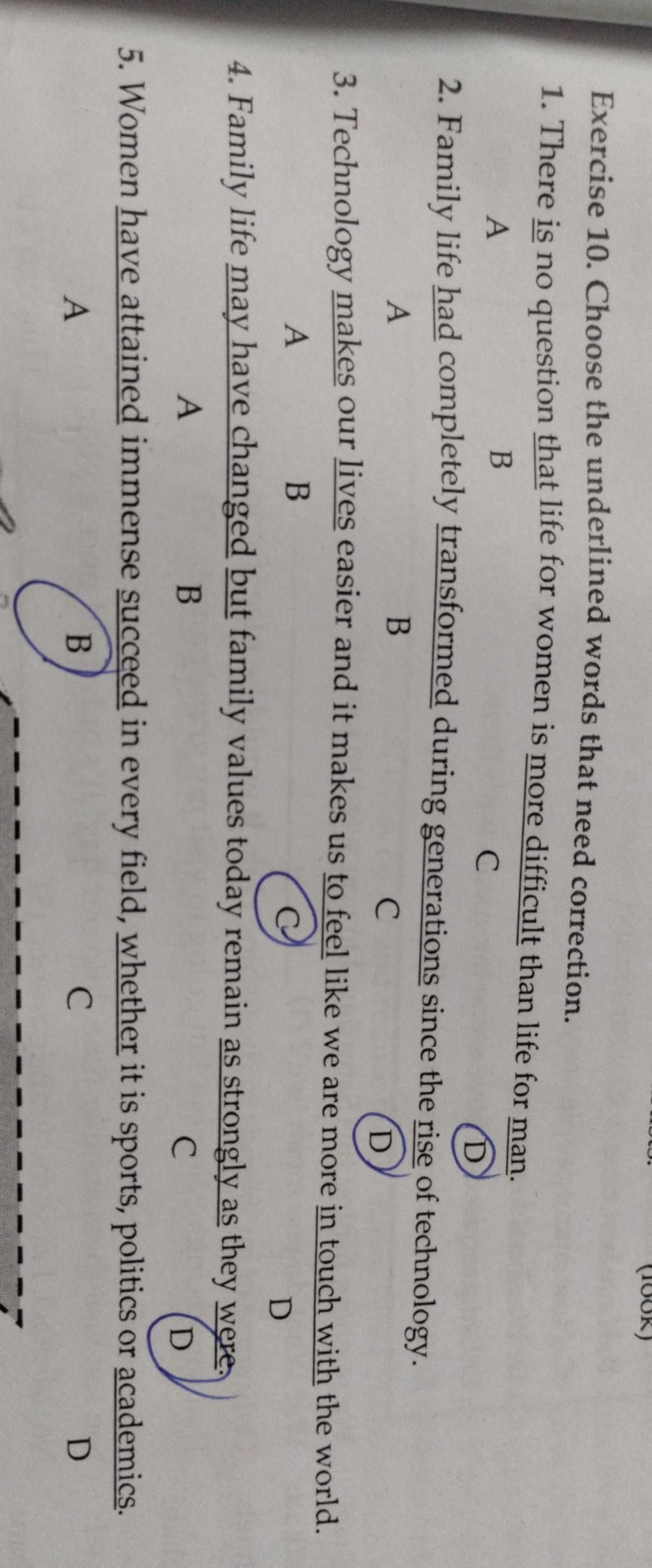D Exercise 10. Choose the underlined words that need correction. 1 ...