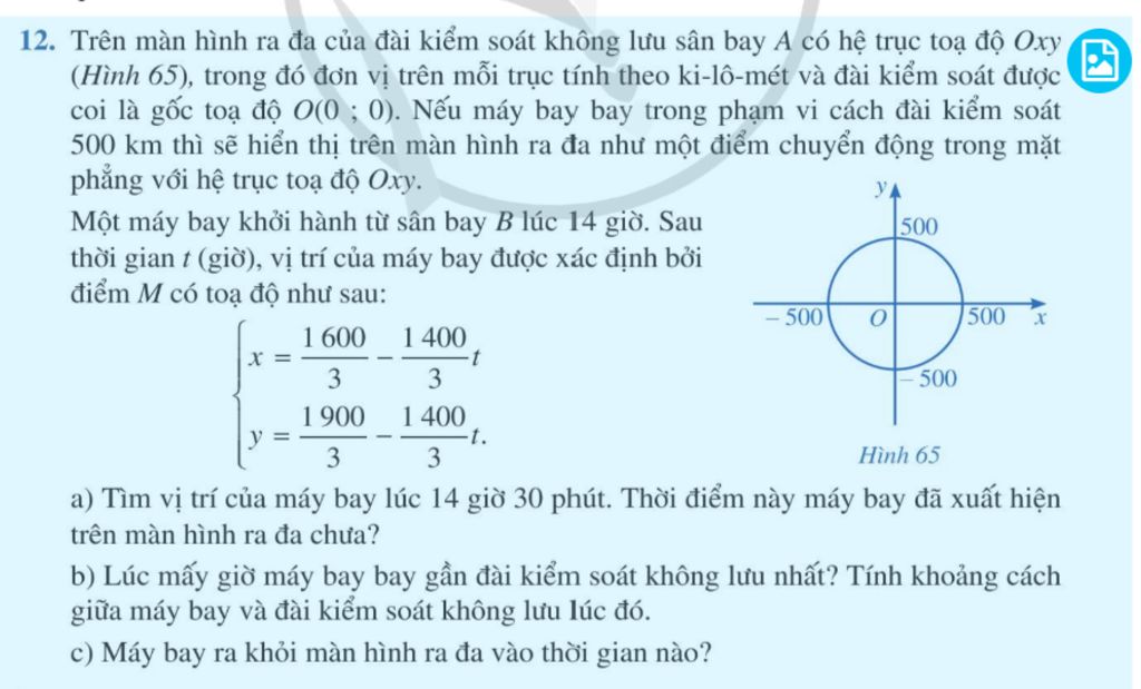 12. Trên màn hình ra đa của đài kiểm soát không lưu sân bay A có hệ ...