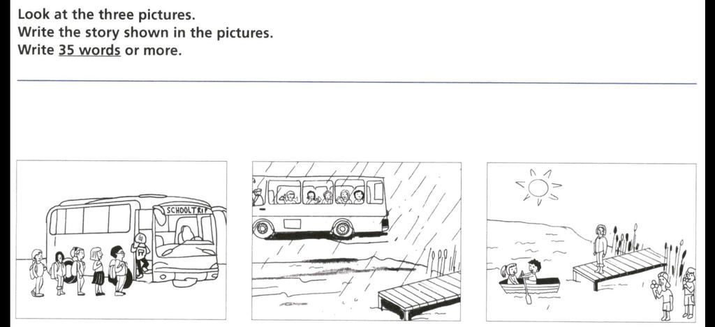 Look at the three pictures. Write the story shown in the pictures ...