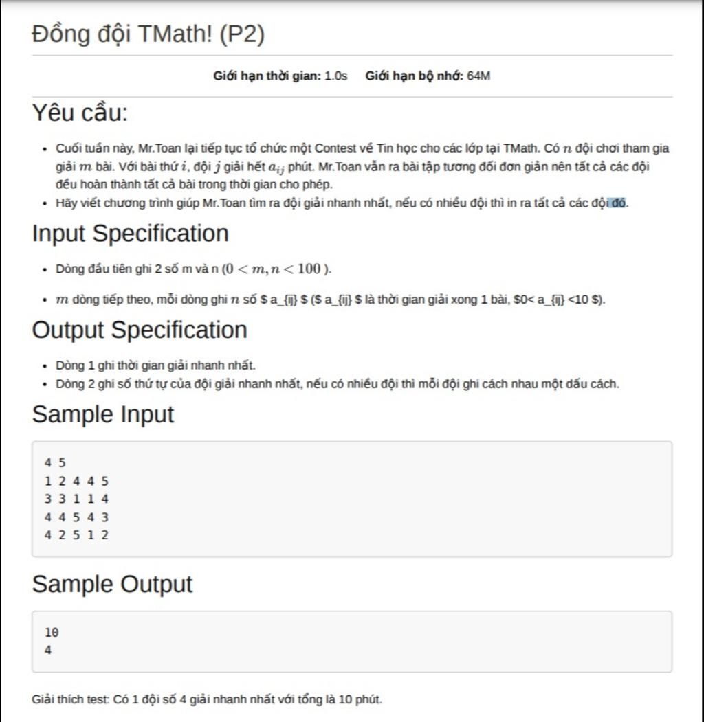 Đồng đội TMath! (P2) Yêu cầu: • Cuối tuần này, Mr.Toan lại tiếp tục tổ ...