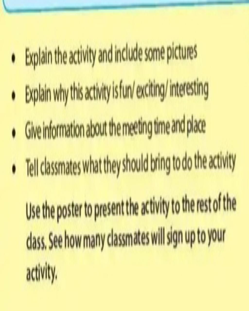 •Explain the activity and include some pictures Explain why this ...