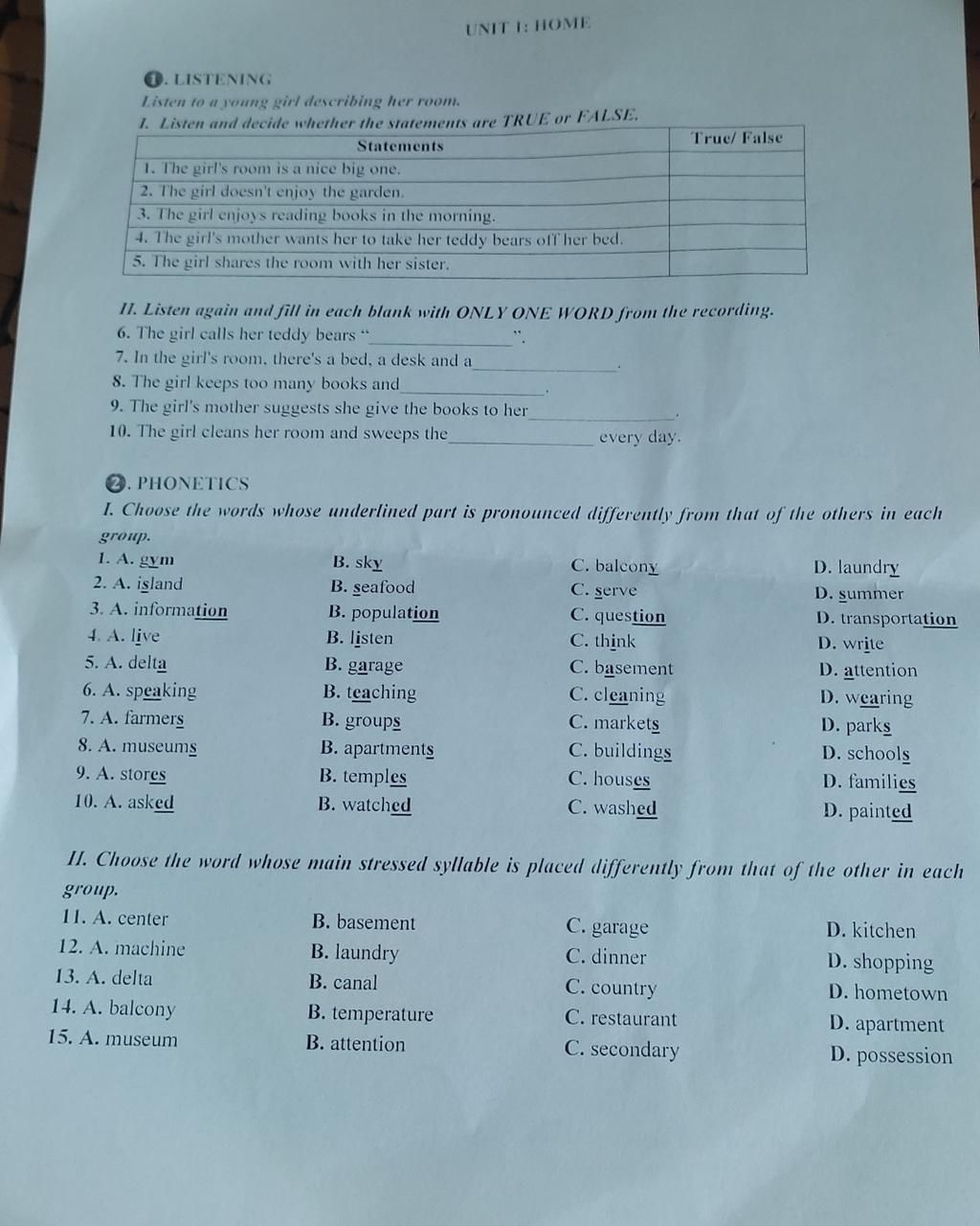 10. LISTENING Listen to a young girl describing her room. 1. Listen and ...