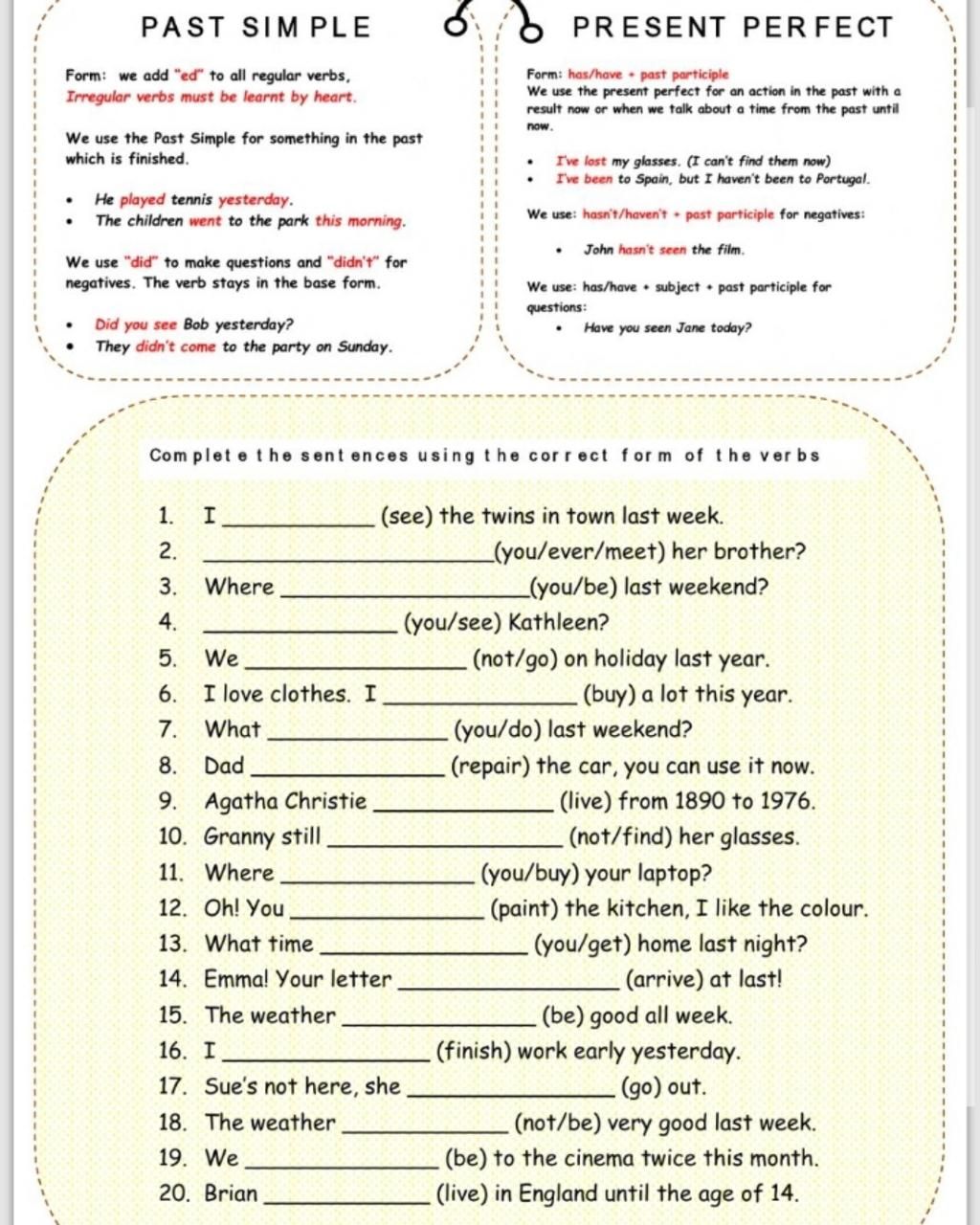 PAST SIM PLE Form: we add "ed" to all regular verbs, Irregular verbs ...
