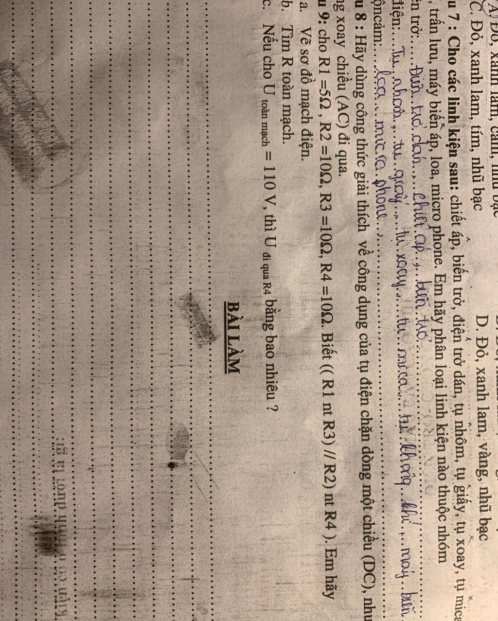 A, ĐU, Xail lam, Carll, Illiu Đạt C. Đỏ, xanh lam, tím, nhũ bạc D. Đỏ ...