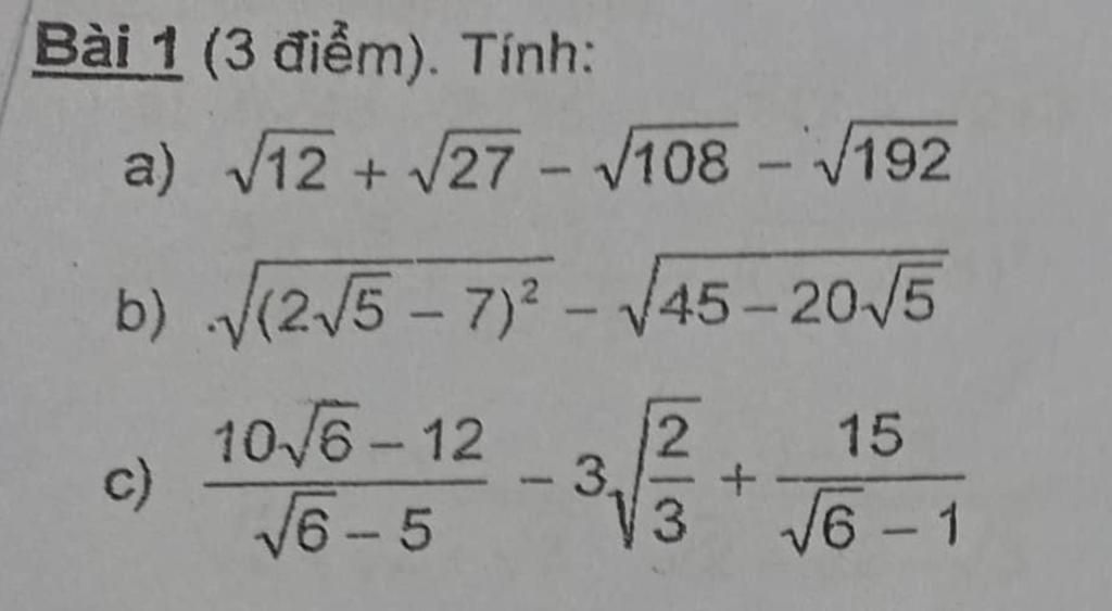 Tính......................................................Bài 1 (3 điểm ...