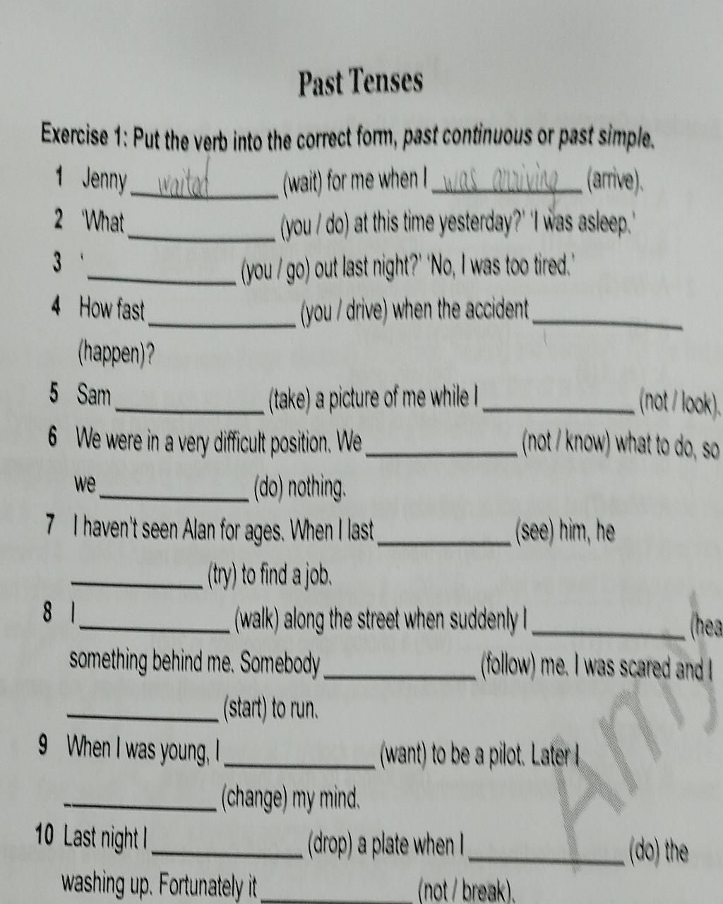 Past Tenses Exercise 1: Put the verb into the correct form, past ...