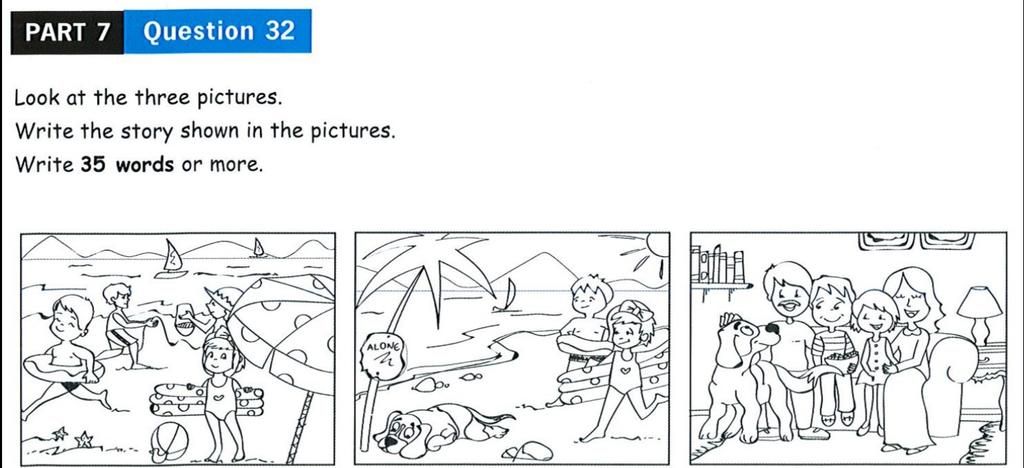 PART 7 Question 32 Look at the three pictures. Write the story shown in ...