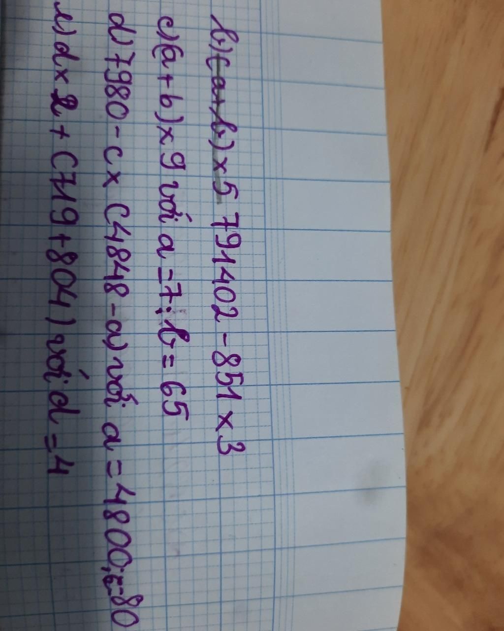 bea+b)x 5 791402-851x3 eatb) x9 với a 7b65 7980-cx C4848-a) vor a=4800 ...