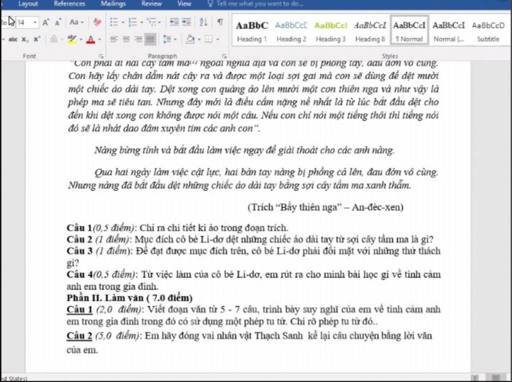 Layout 14-A A abc X, X Font d States) References Aa- aty - A Mailings ...