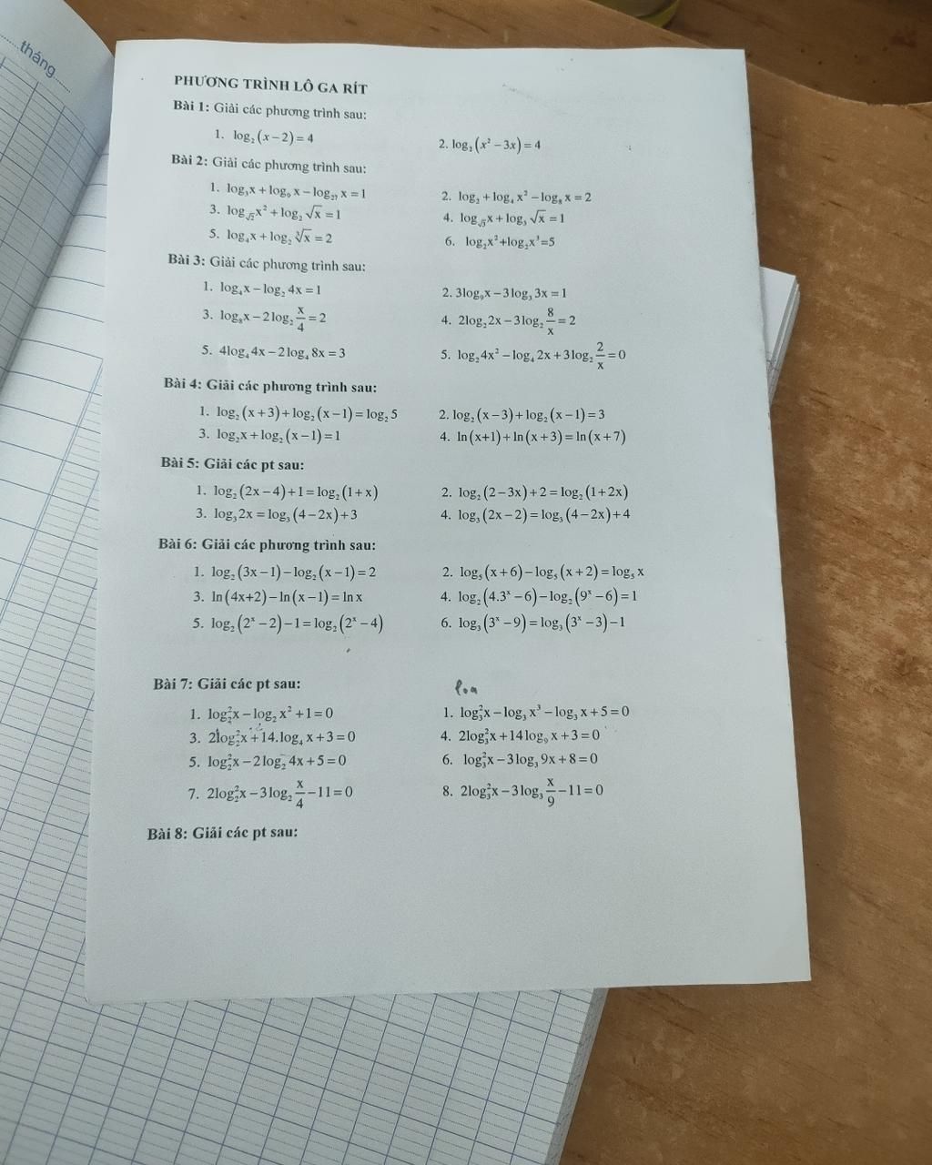 bài 3 của bài 7 làm sao vậy ạ mn giải phương trình logarit tháng PHƯƠNG ...