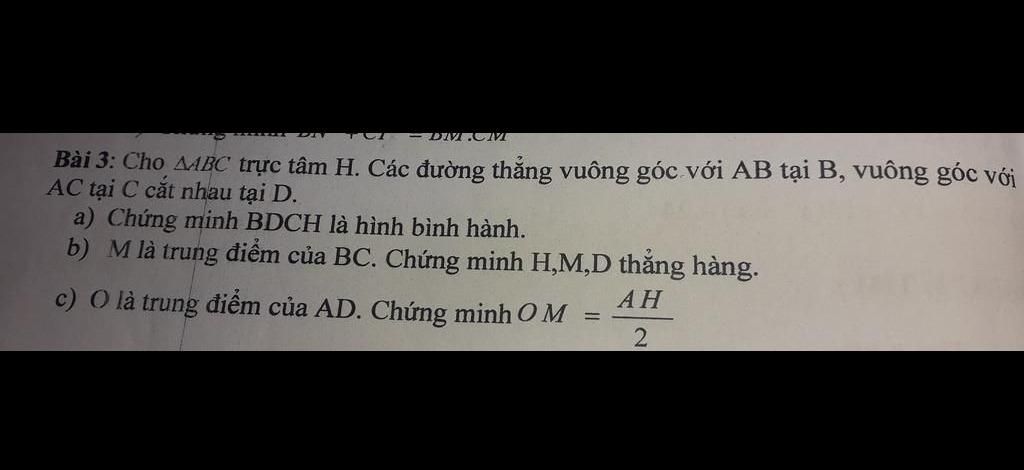 DM.CMI Bài 3: Cho ABC trực tâm H. Các đường thẳng vuông góc với AB tại ...