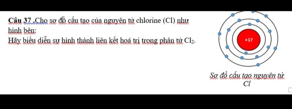 Câu 37.Cho sơ đồ cấu tạo của nguyên tử chlorine (Cl) như hình bên: Hãy ...