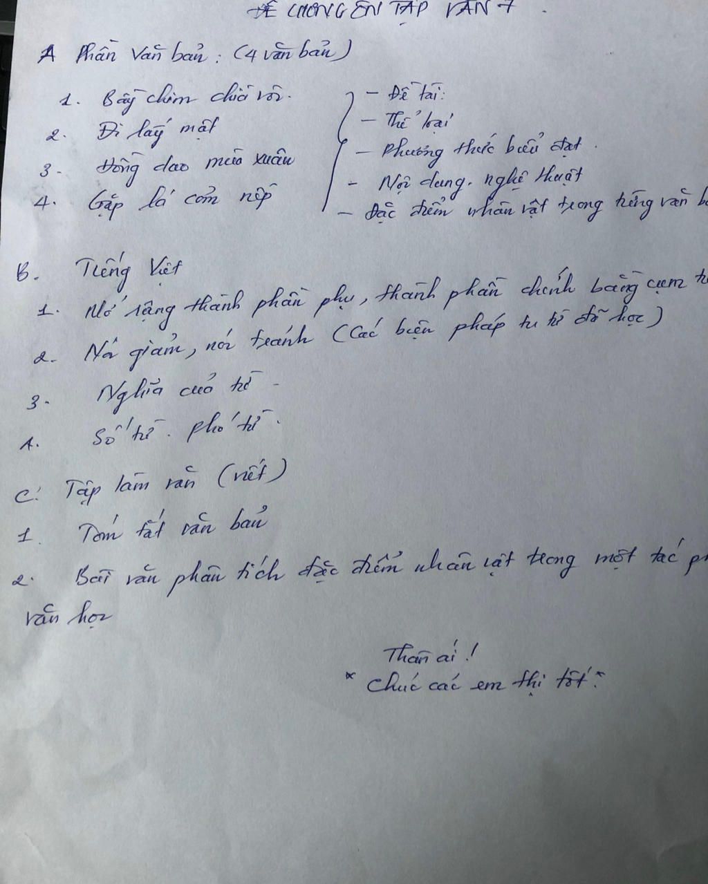 3 4. A Phan Van ban: (4 van ban). 2. Bầy chim chìa vôi Di lay mat d. B ...