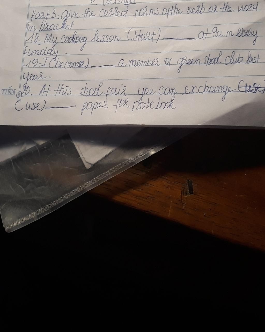 fart 3: give the correct forms of the verb or the word at 9.a. m every ...