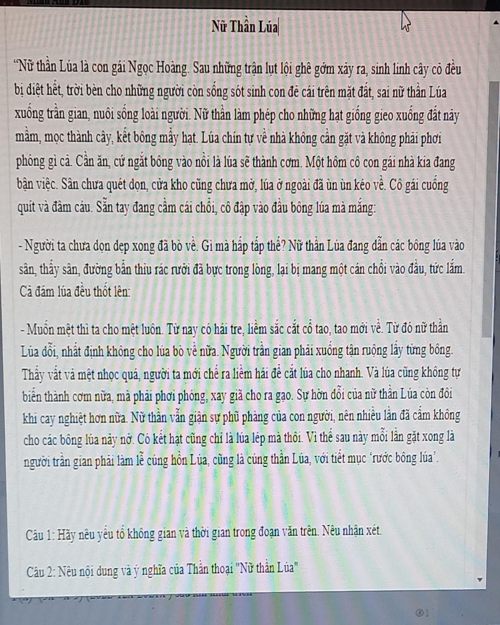 Nữ Thần Lúa “Nữ thần Lúa là con gái Ngọc Hoàng. Sau những trận lụt lội ...