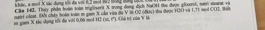 khác, a mol X tác dụng tối đa với 0,2 mol Br2 trong dung Câu 142. Thủy ...