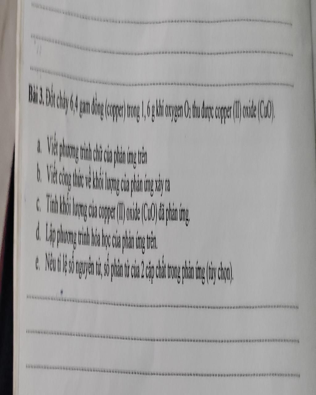 Bali 3. et chay 6,4 am doing copper tong 1, 6g khi ryge the drop oppe ...